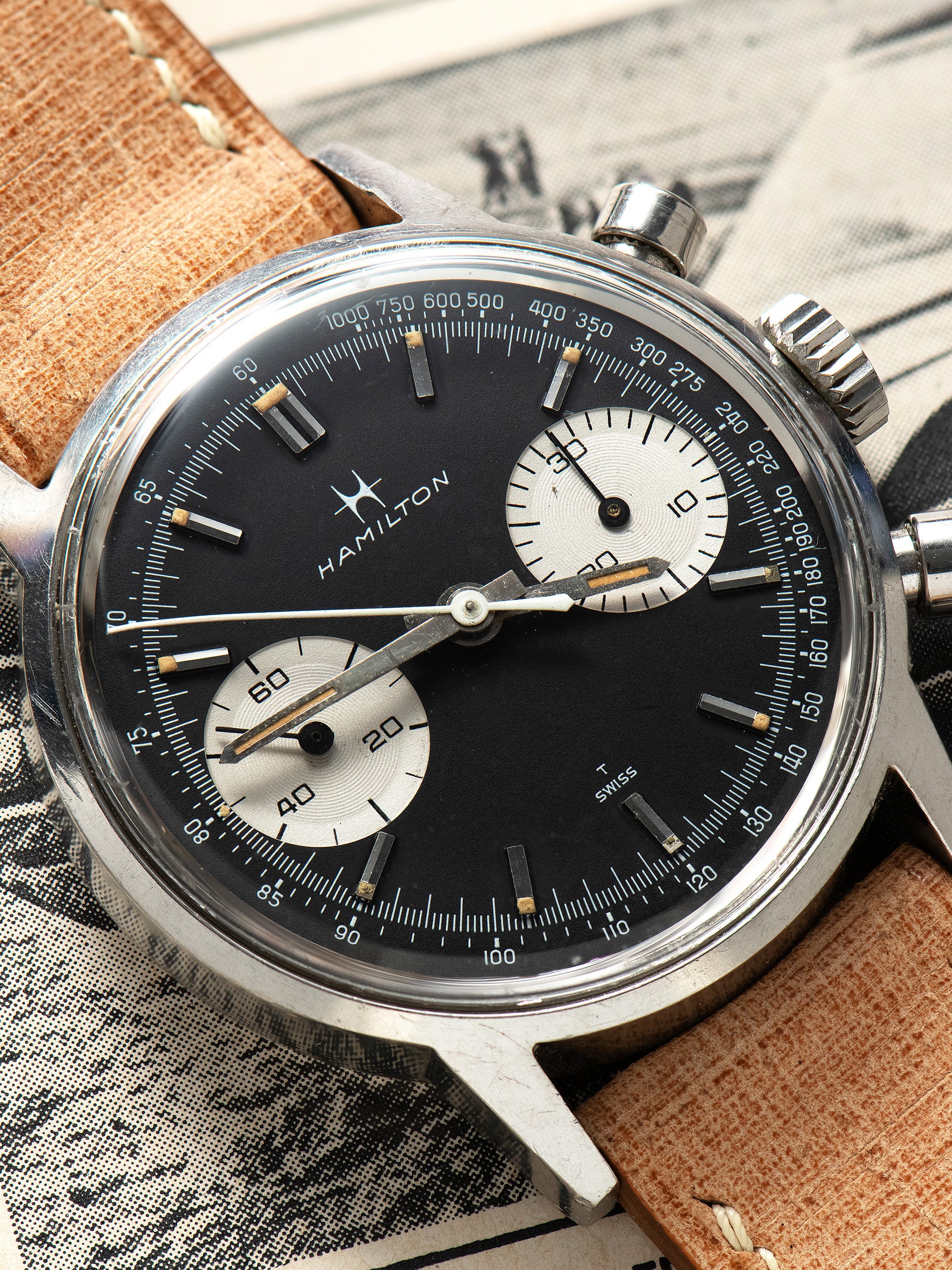 1960s Hamilton Chronograph (Ref. 7723) Black "Reverse Panda" Dial