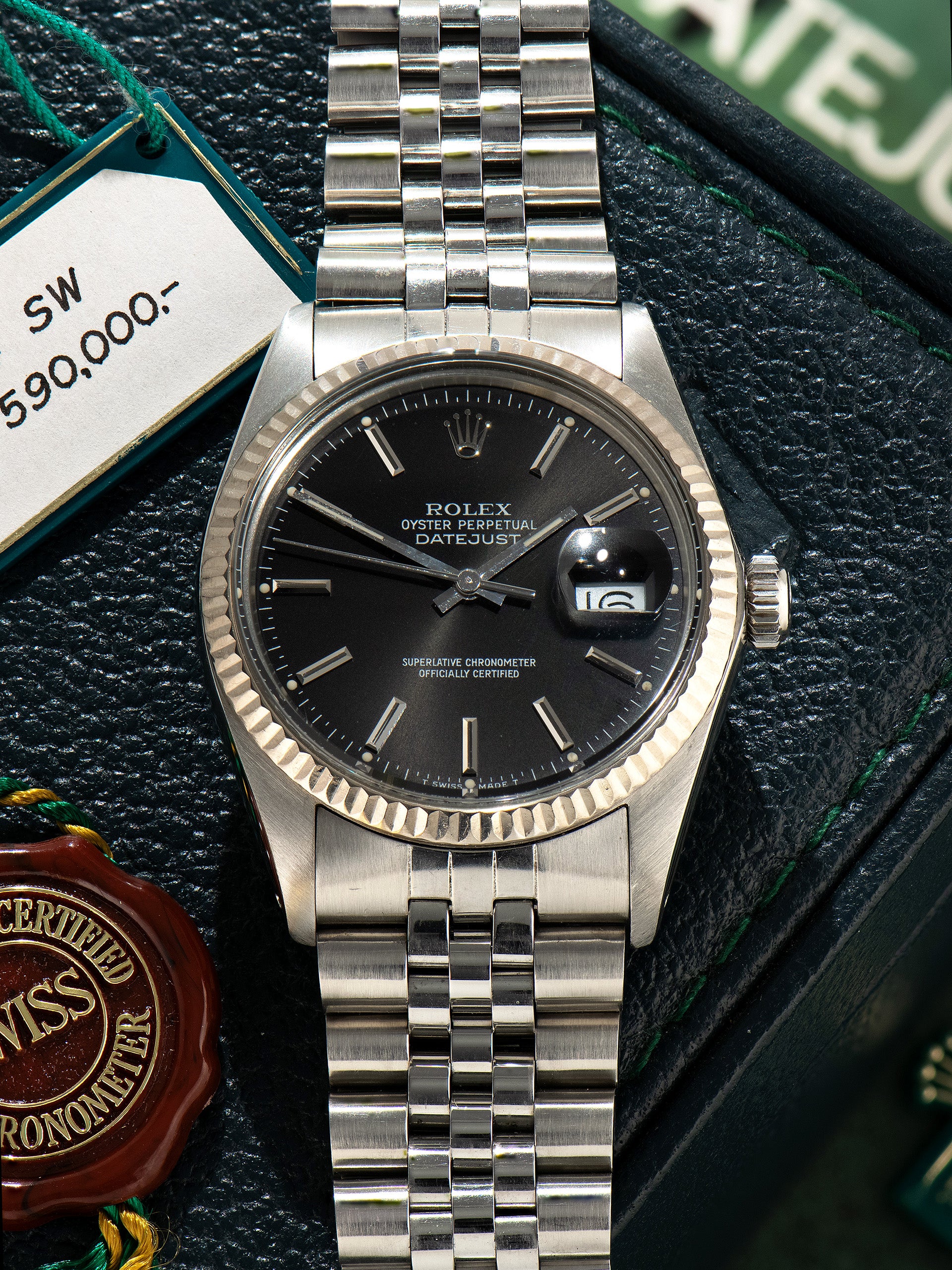 1987 Rolex Datejust (Ref. 16014) Black Dial W/ Boxes, Hangtags, & Book