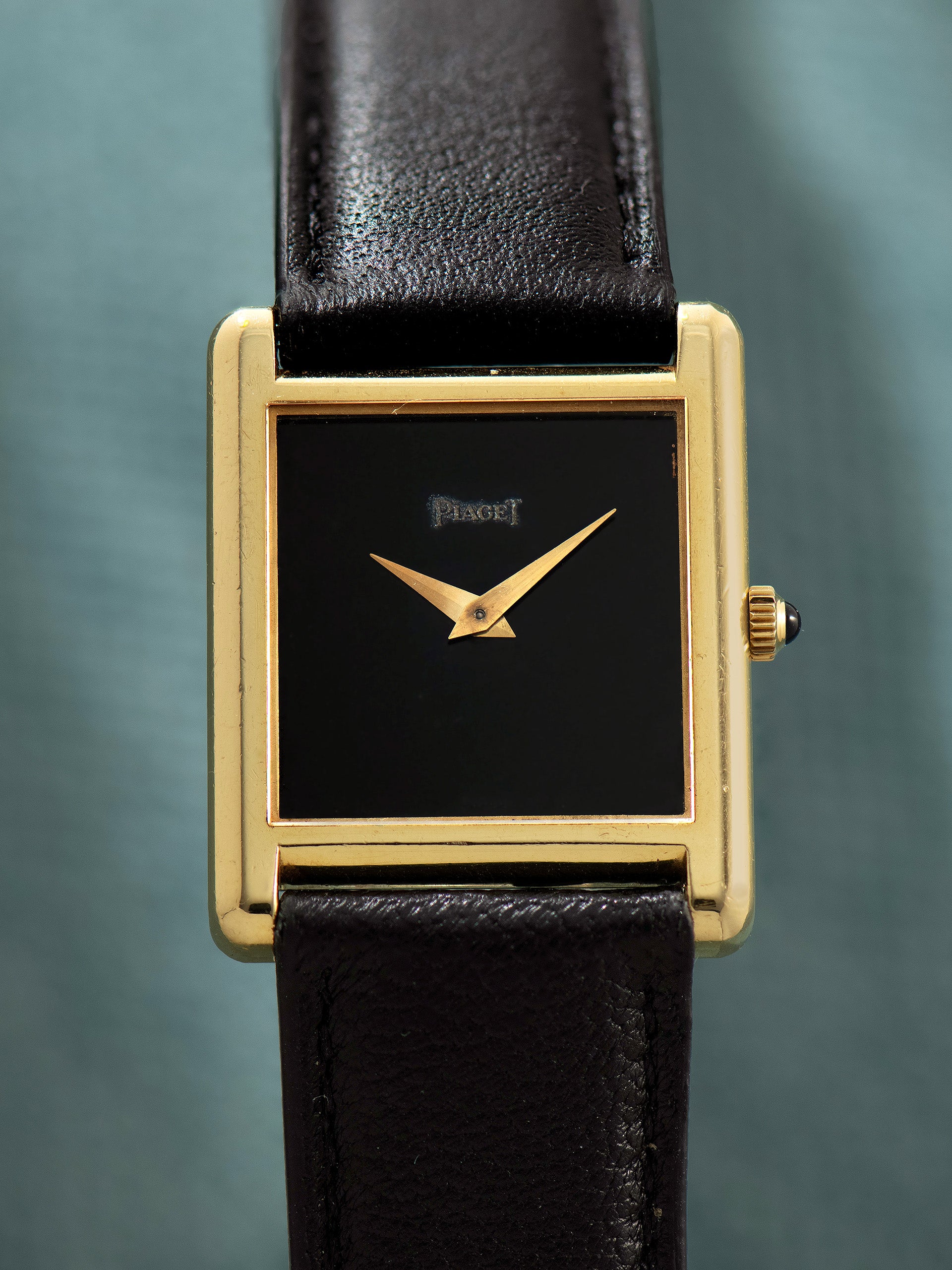 1970s Piaget Tank-Style Dress Watch 18K YG (Ref. 90802) Black Dial