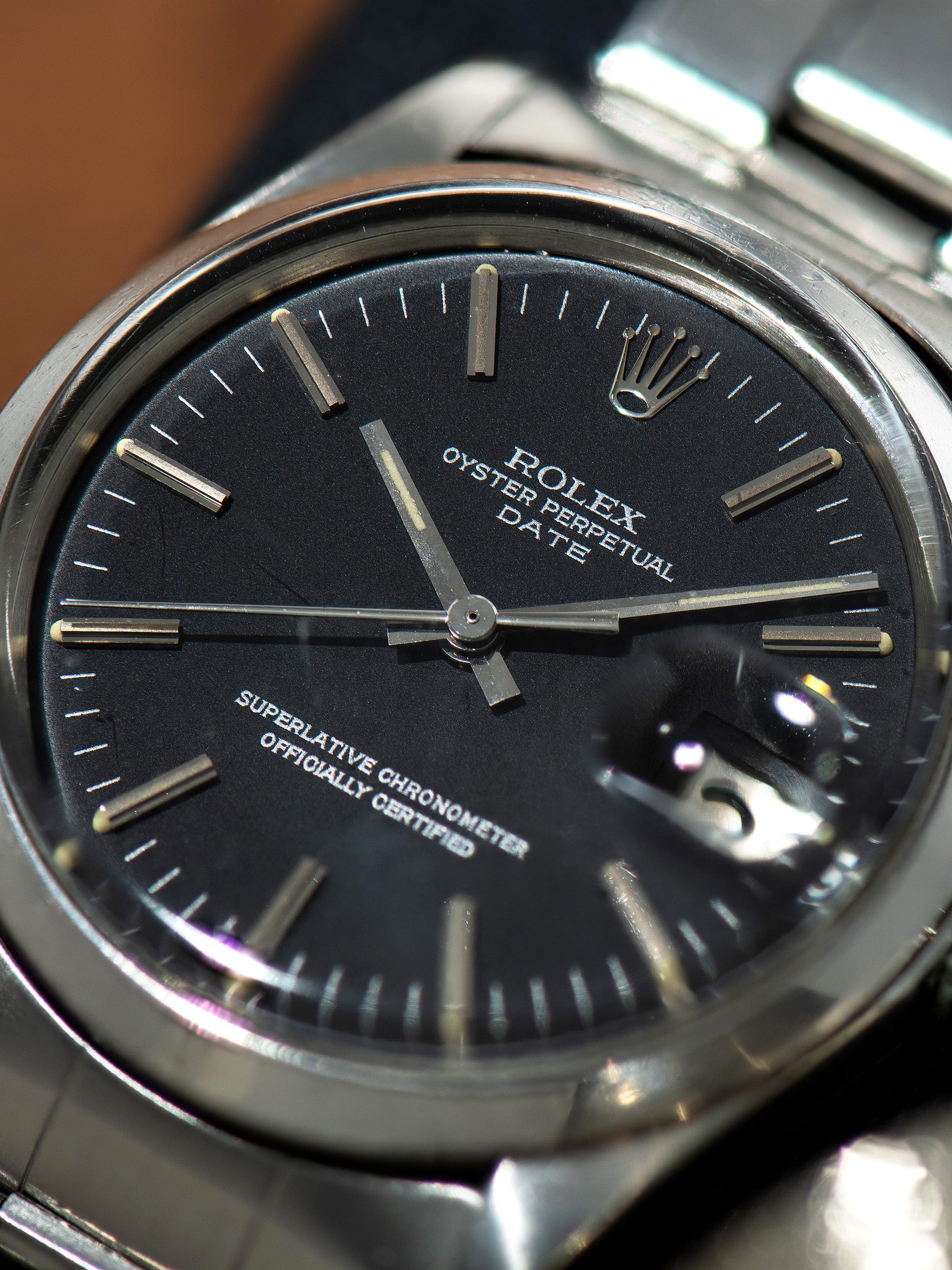 1973 Rolex Oyster-Perpetual Date (Ref. 1500) Matte Black Dial W/ Silve
