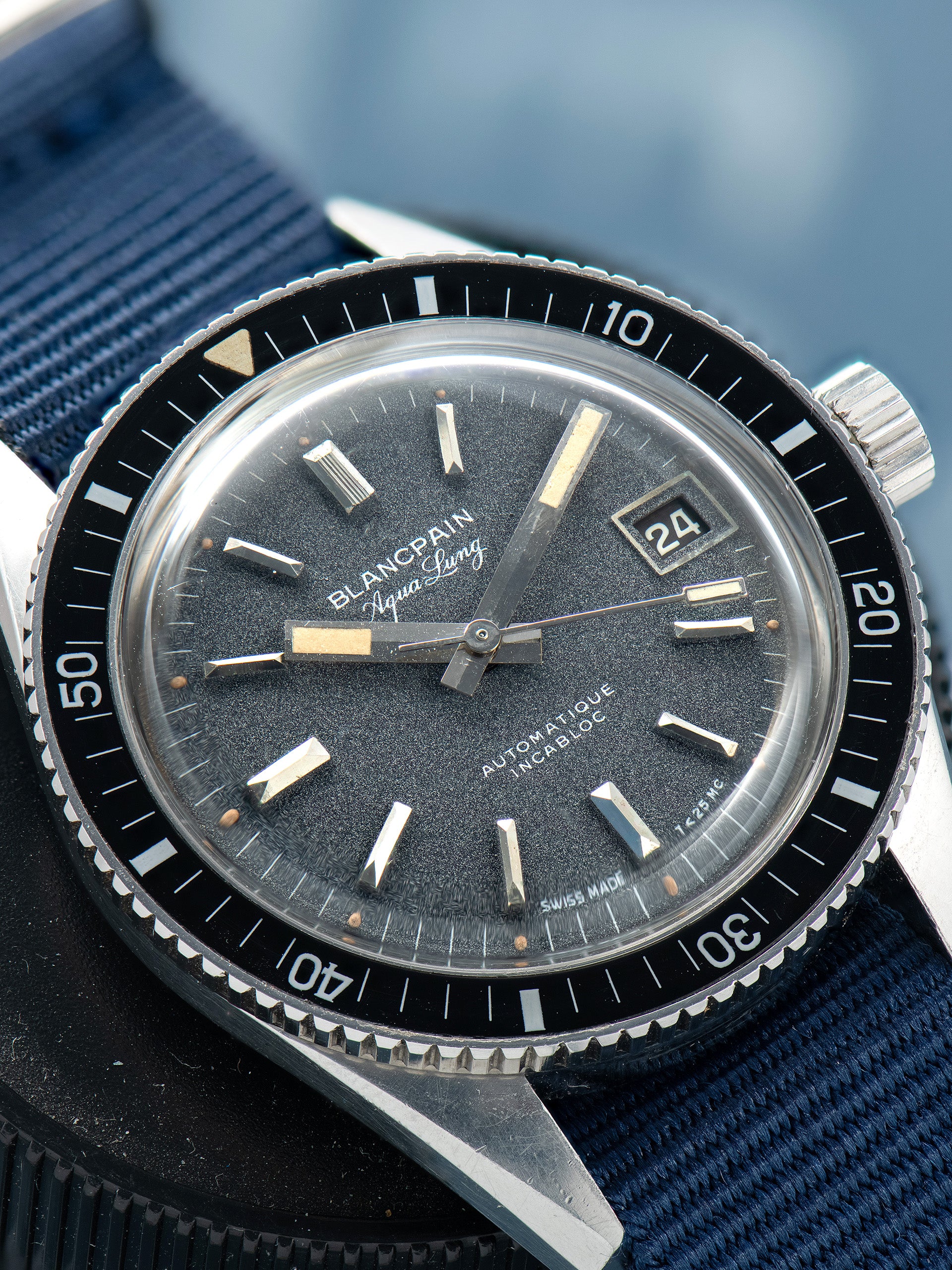 1960s Blancpain Aqua-Lung (Pre-Bathyscaphe) Blue "Confetti" Dial