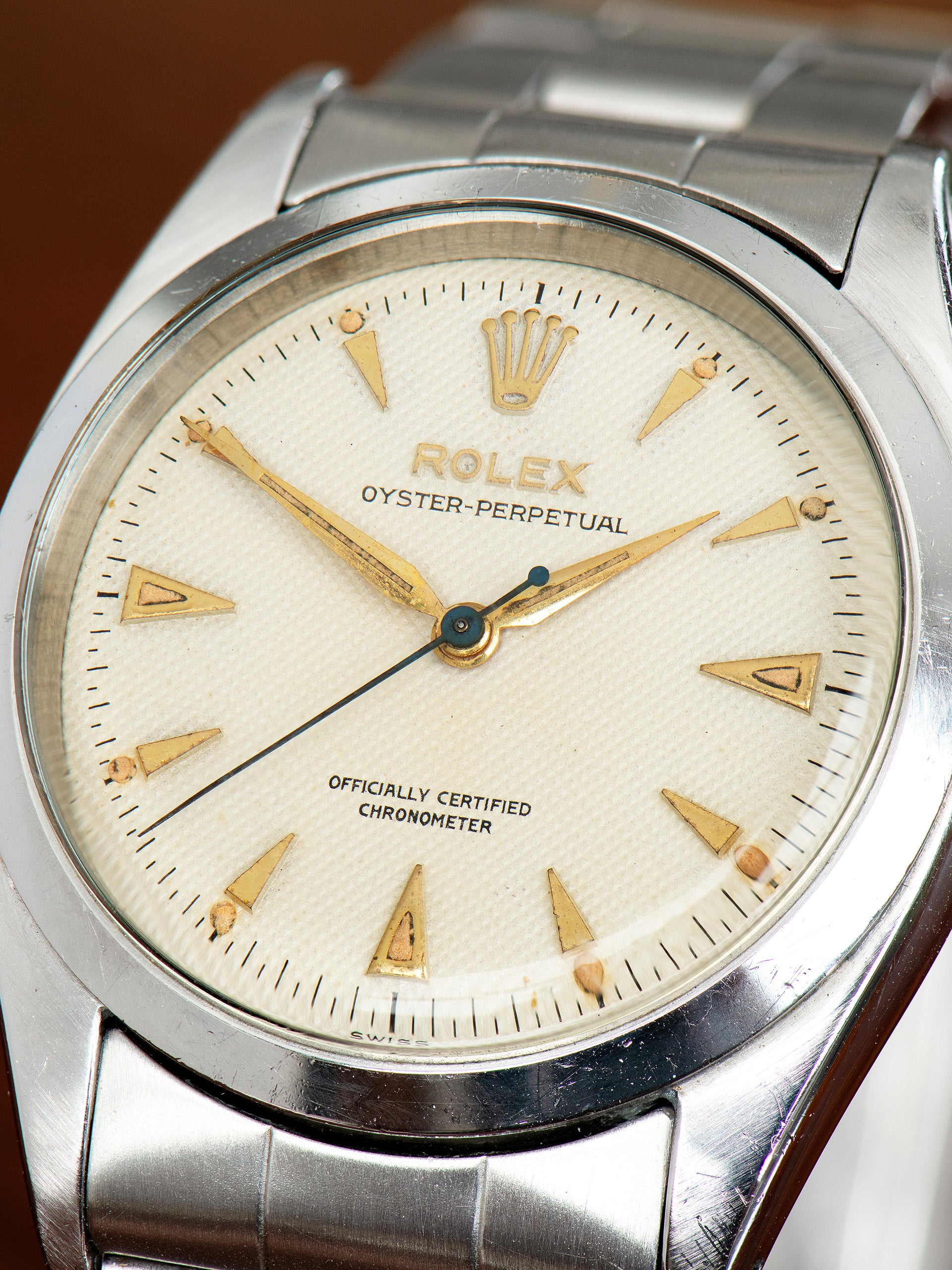 1954 Rolex Oyster-Perpetual (Ref. 6580) White "Honeycomb" Dial