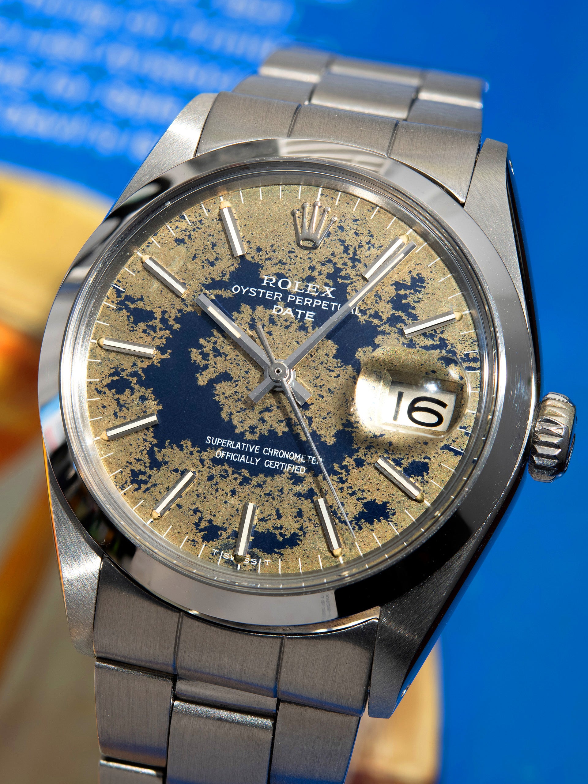 Tropical 1969 Rolex Oyster-Perpetual Date (Ref. 1500) "Blue Camo" Dial