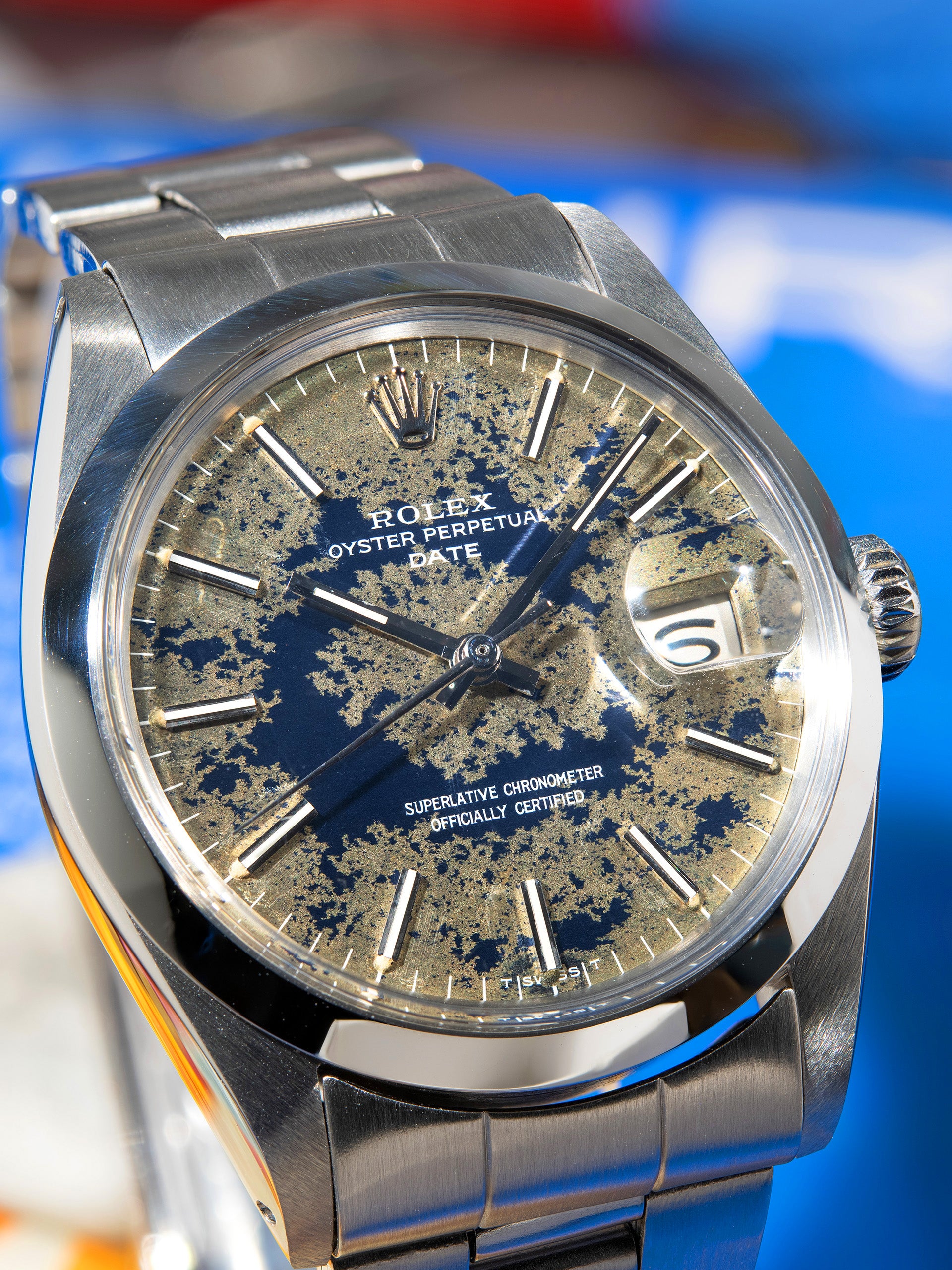 Tropical 1969 Rolex Oyster-Perpetual Date (Ref. 1500) "Blue Camo" Dial