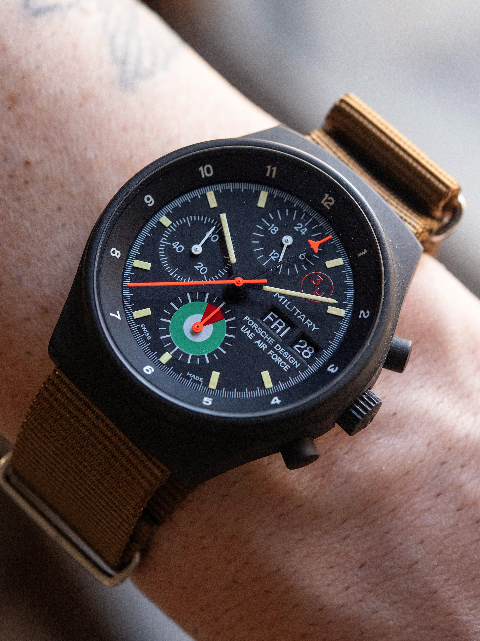 *NOS* Porsche Design Military Chronograph PVD (Ref. 7177) "UAE Air For