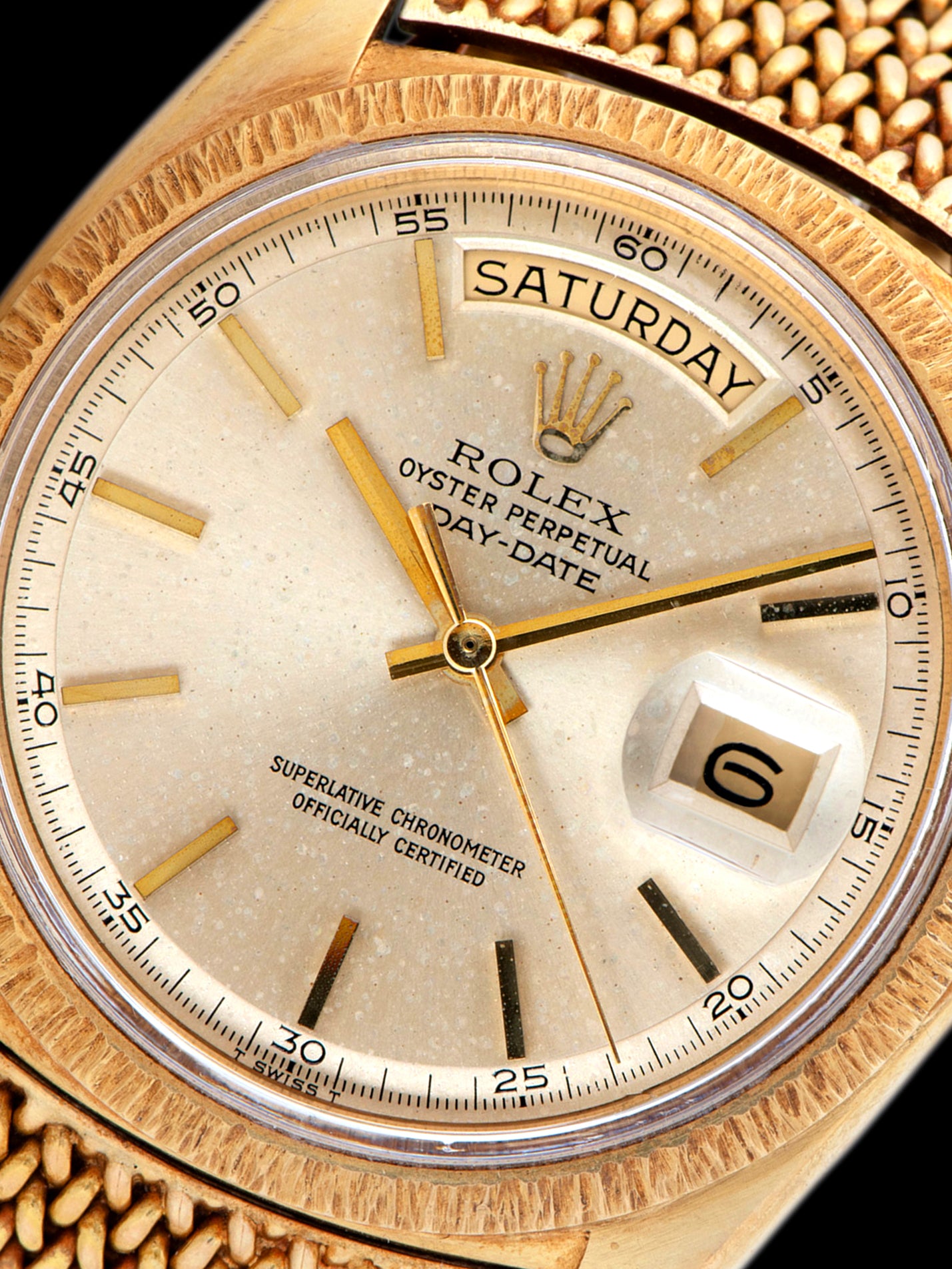 1971 Rolex Day-Date 18K YG "Bark" (Ref. 1807) Champagne "Minute Track"