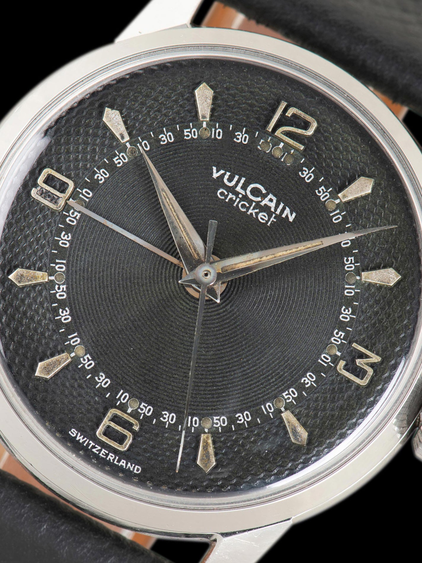 1950s Vulcain Cricket Alarm (Ref. 303000) Fancy Black Dial