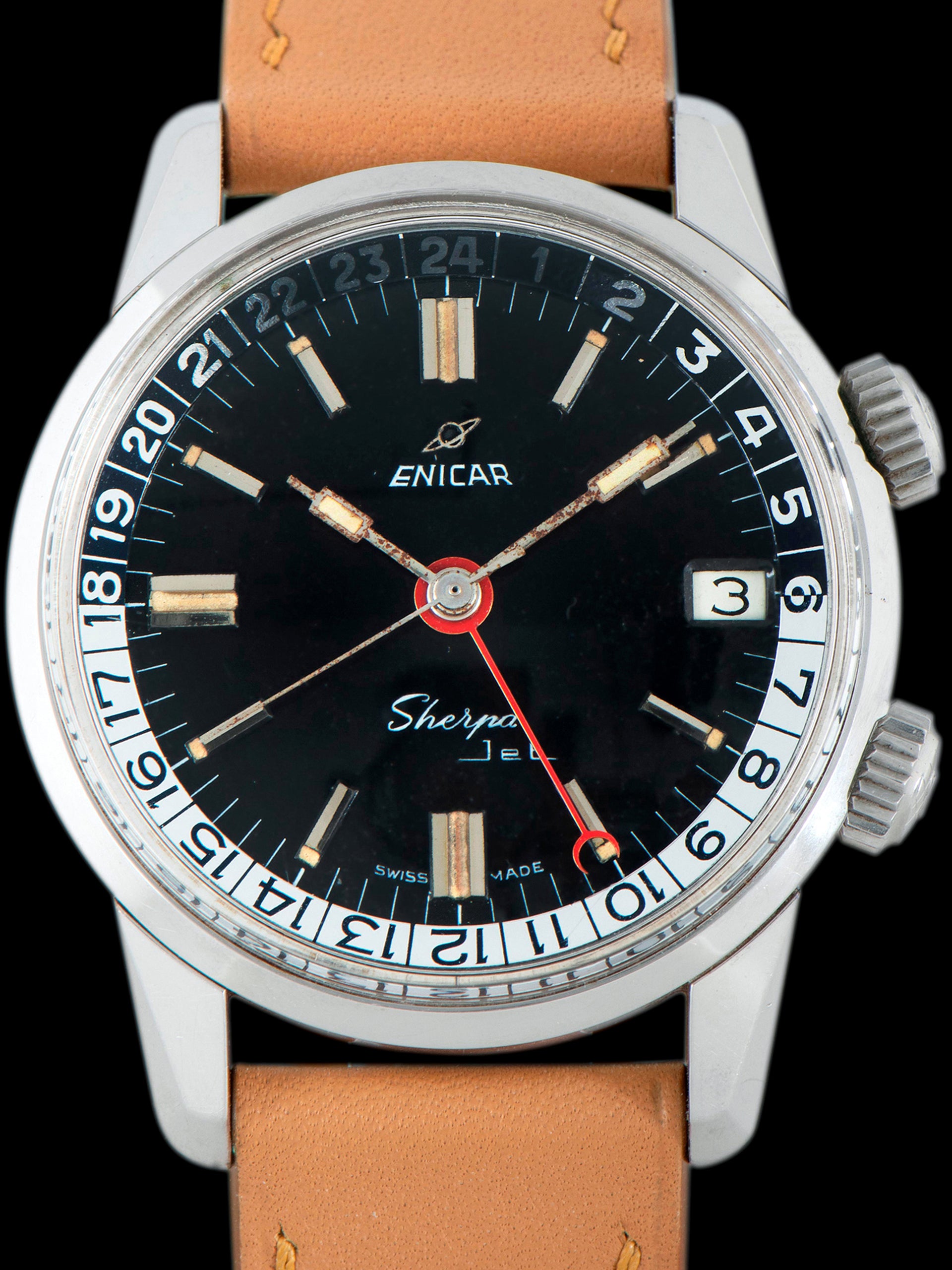 *Unpolished* 1960s Enicar Sherpa Jet GMT (Ref. 126/002) Black Dial