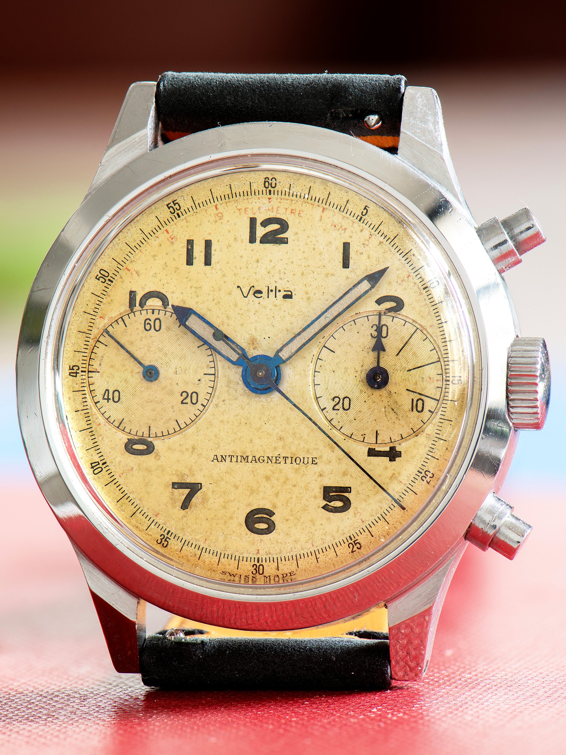 1940s Vetta Chronograph "Spillmann Case" W/ Reverse Pushers