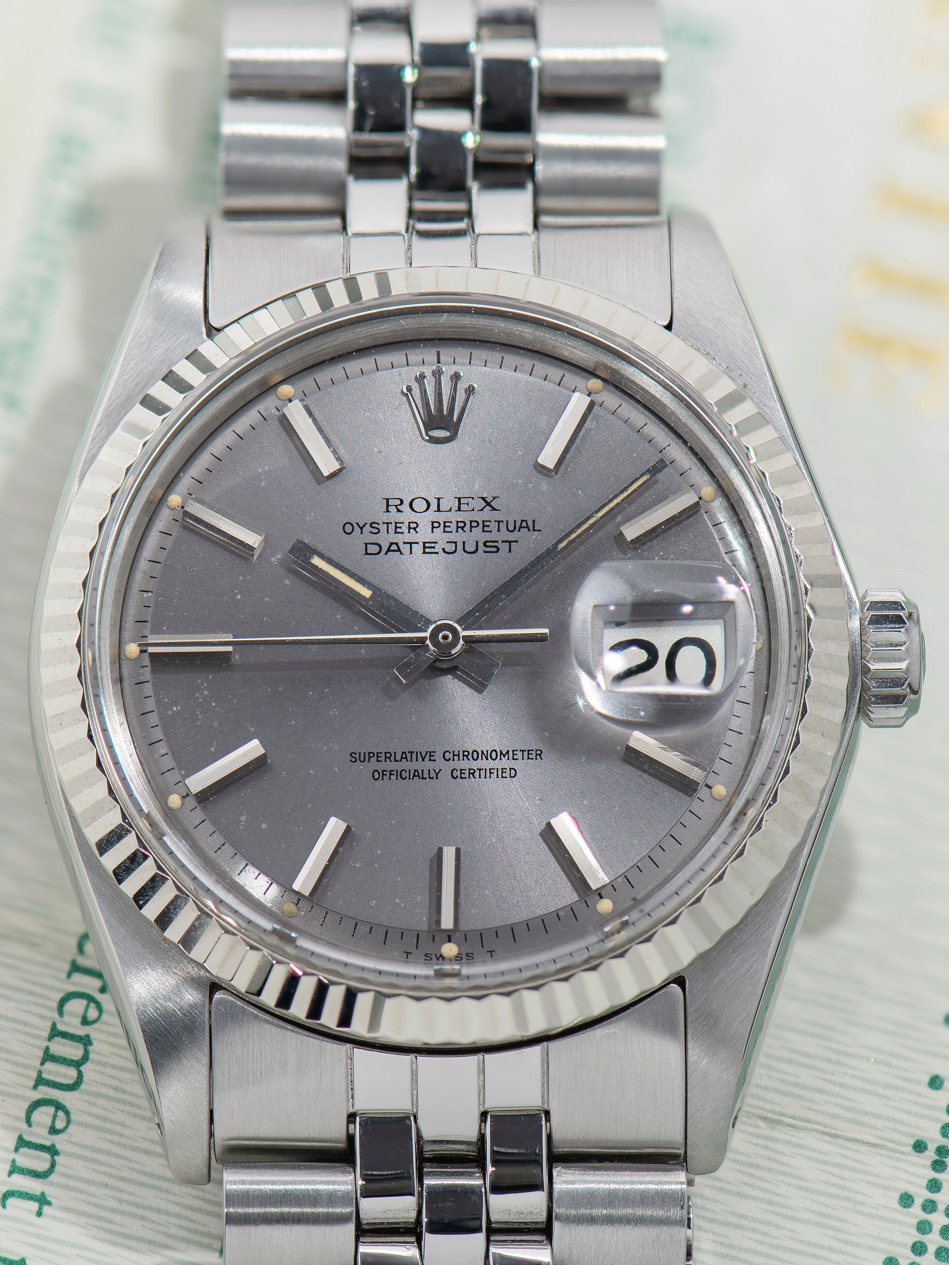 1973 Rolex Datejust (Ref. 1601) Grey Dial W/ Rolex Guarantee Paper