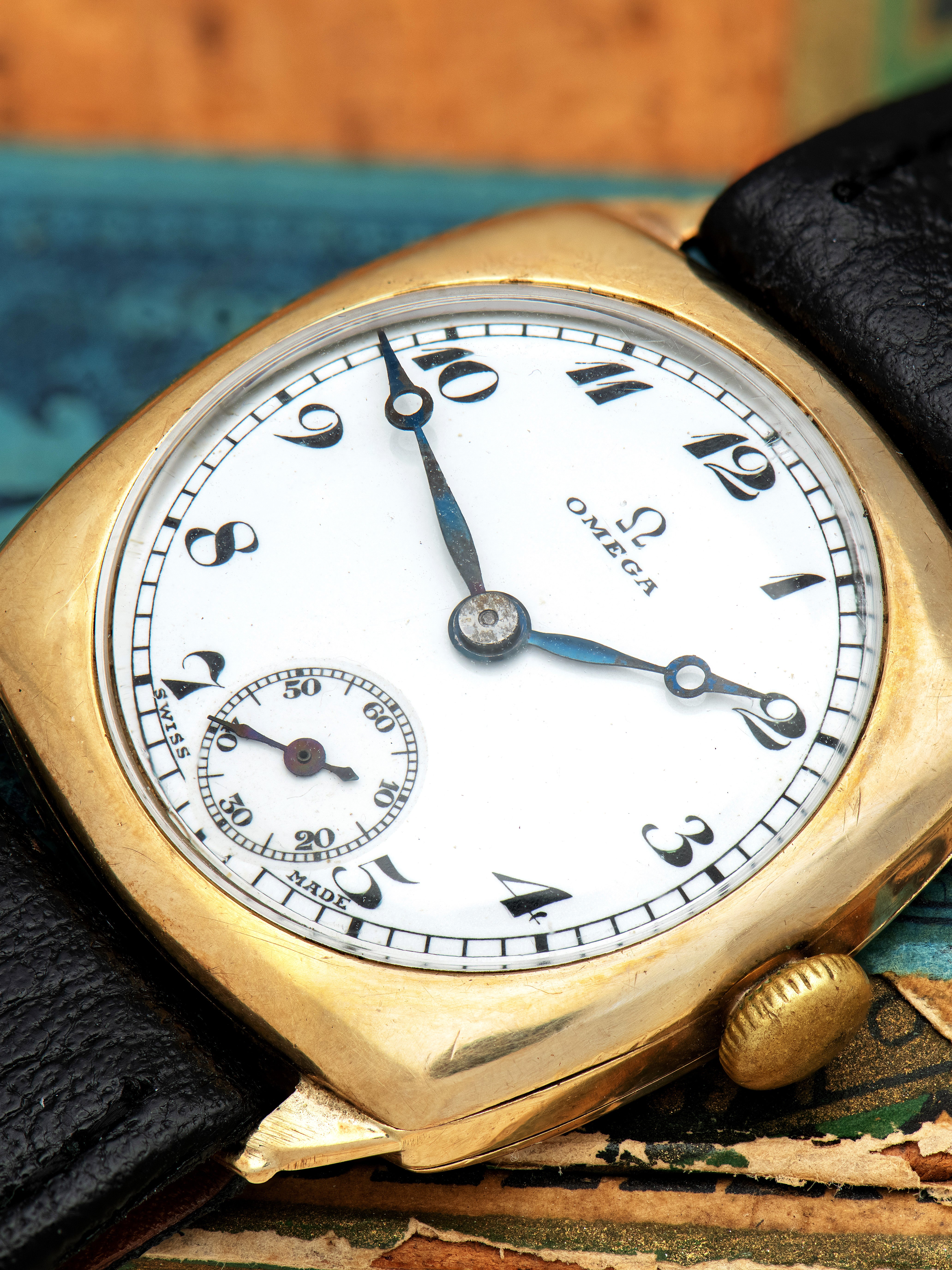 1929 Omega Trench-Style Watch 9K YG 