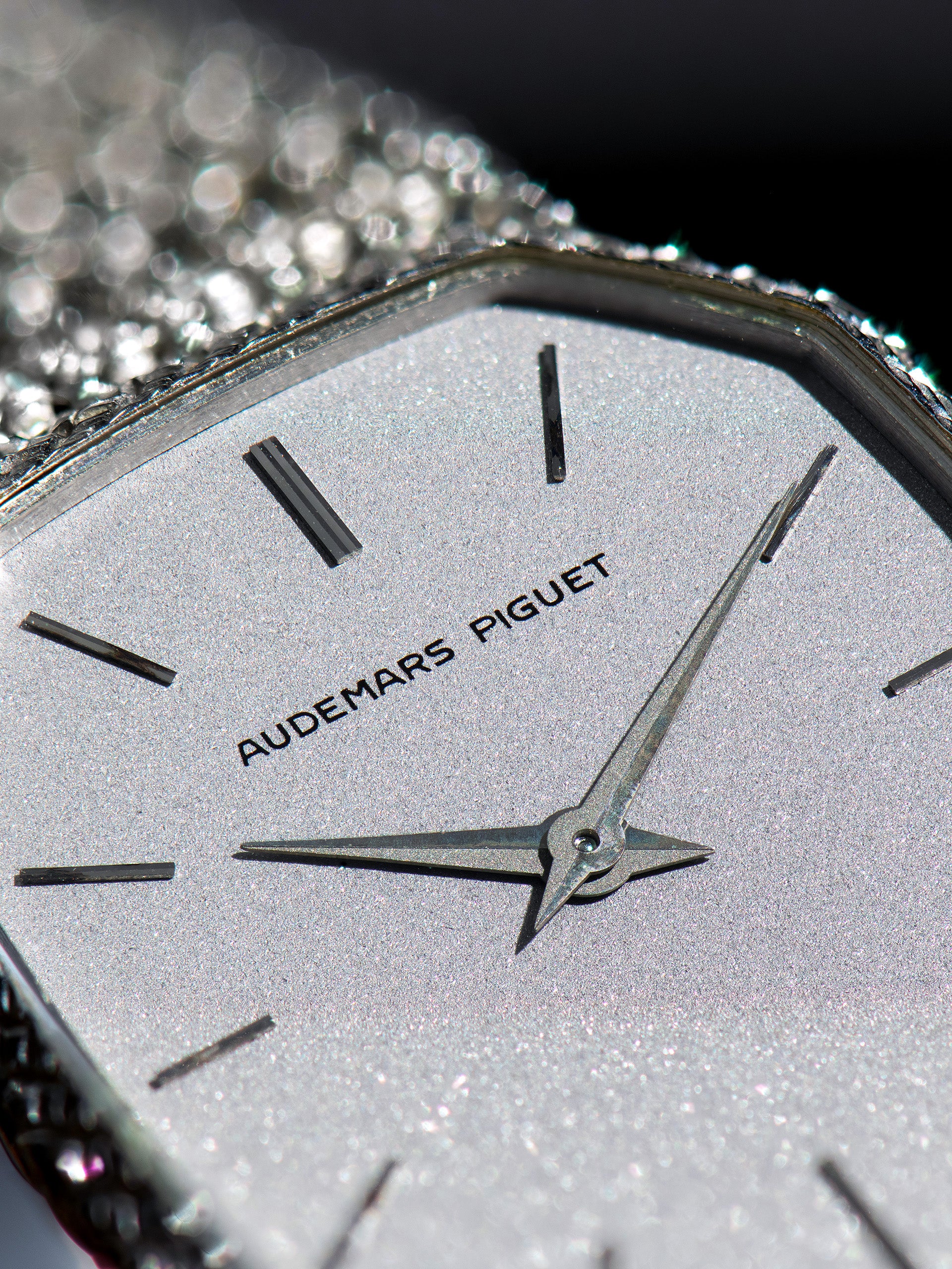 1970s Audemars Piguet Octagonal Dress Watch 18K WG W/ Metallic Silver