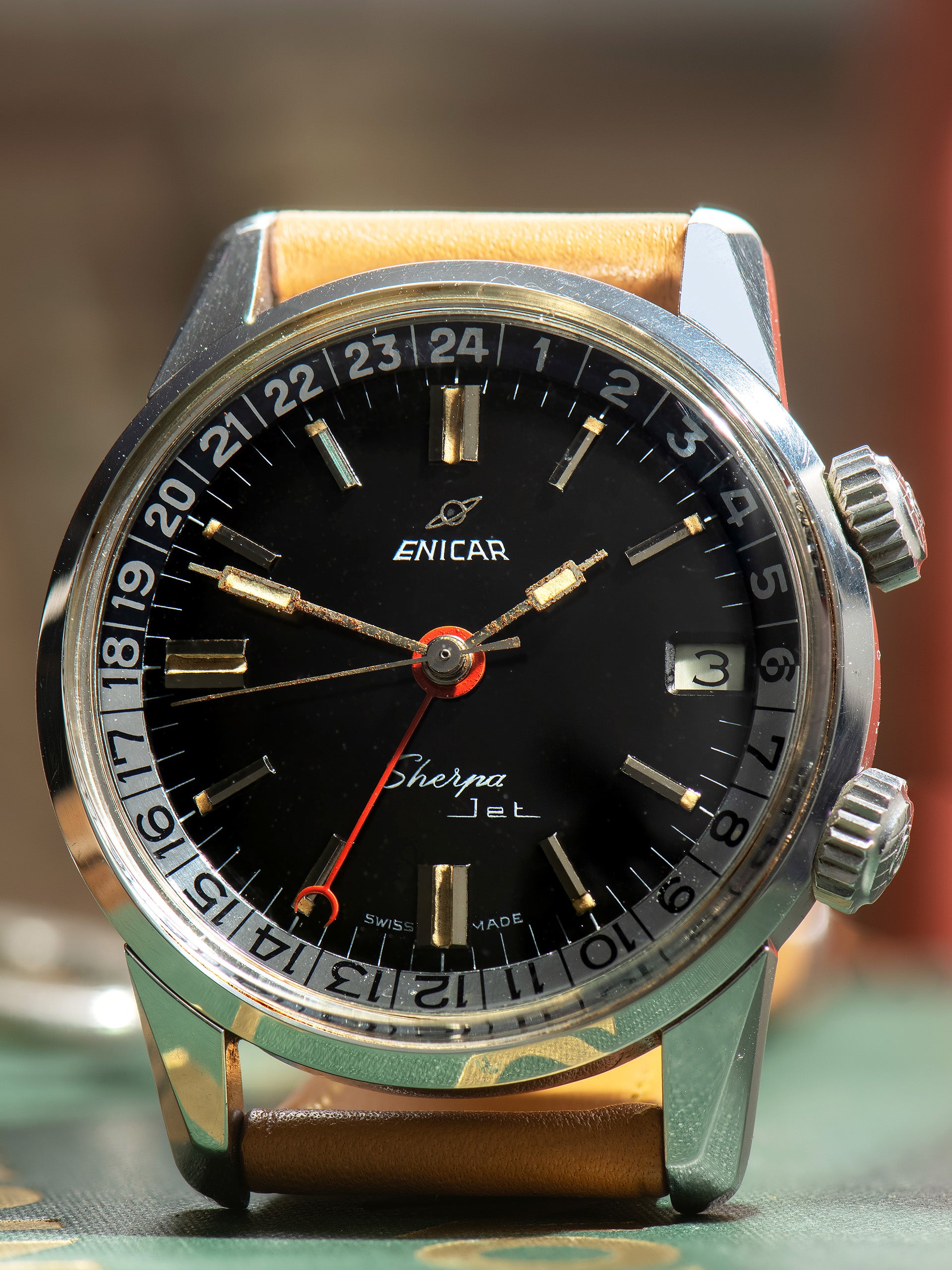 *Unpolished* 1960s Enicar Sherpa Jet GMT (Ref. 126/002) Black Dial