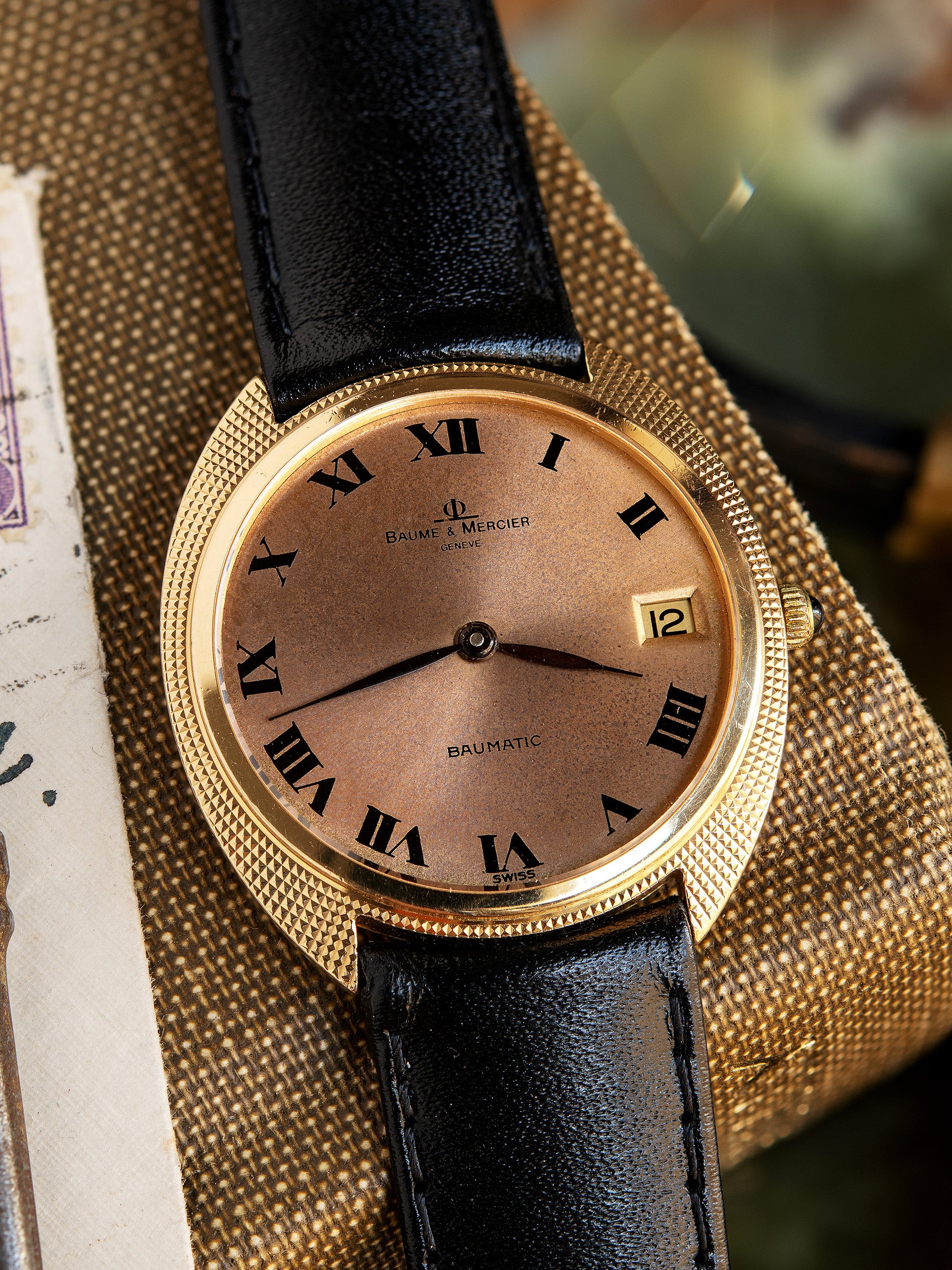 Tropical 1970s Baume & Mercier Baumatic 18K YG (Ref. 35115)