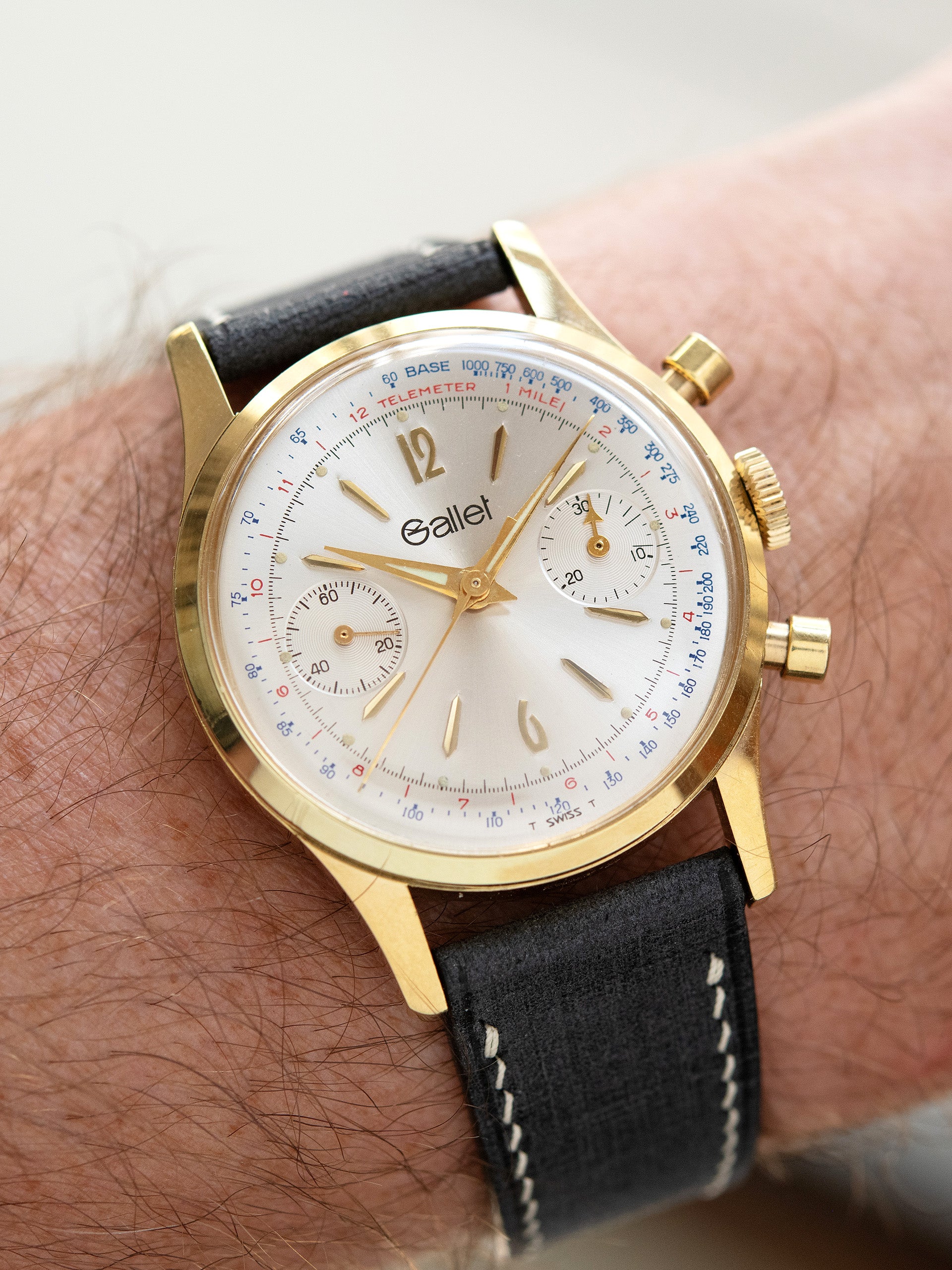 1960s Gallet MultiChron 45 Gold-Plated Chronograph "Valjoux Cal. 7730"
