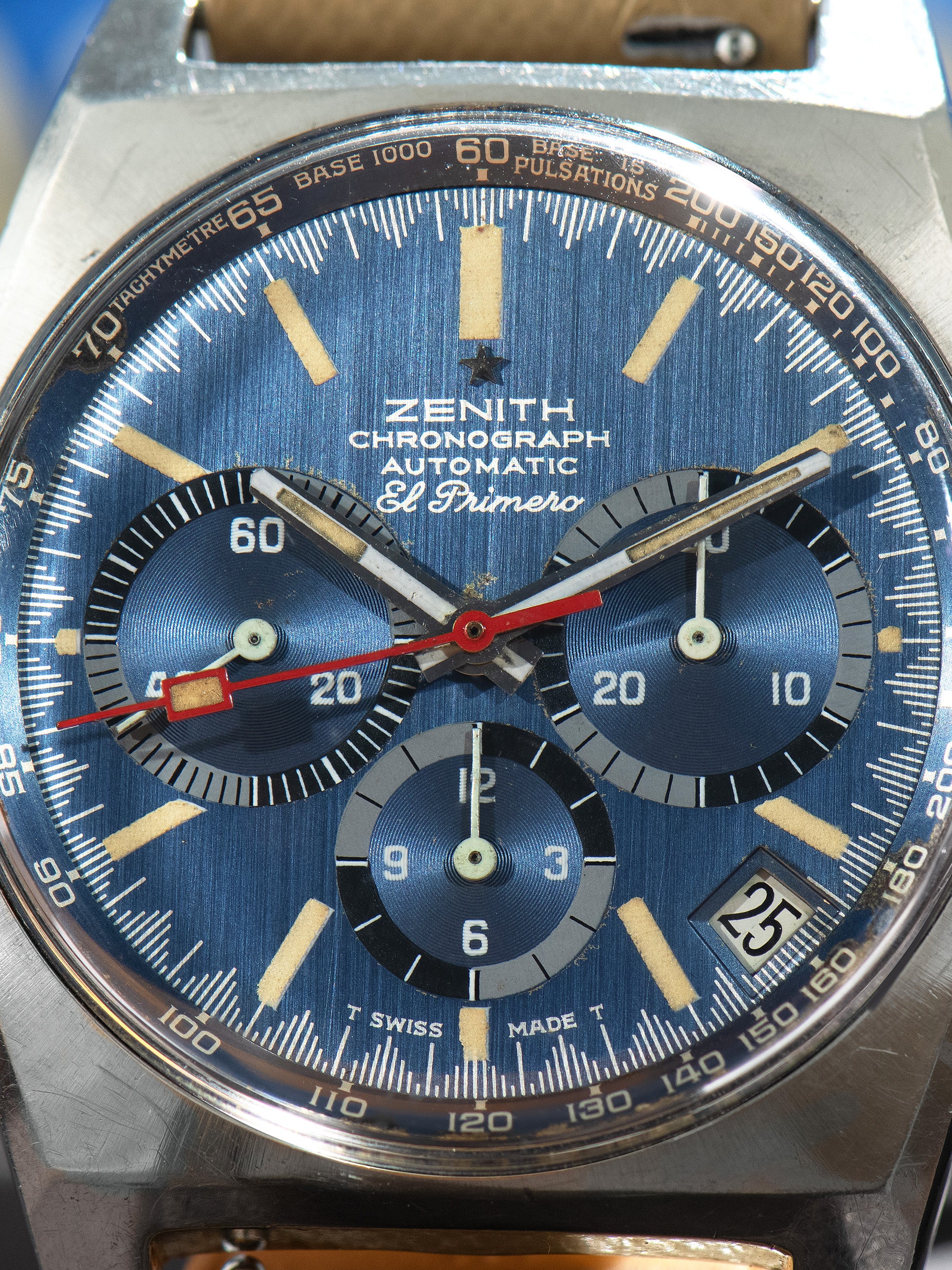 1970s Zenith El Primero Chronograph "Cover Girl" (Ref. A3818) Blue Dia