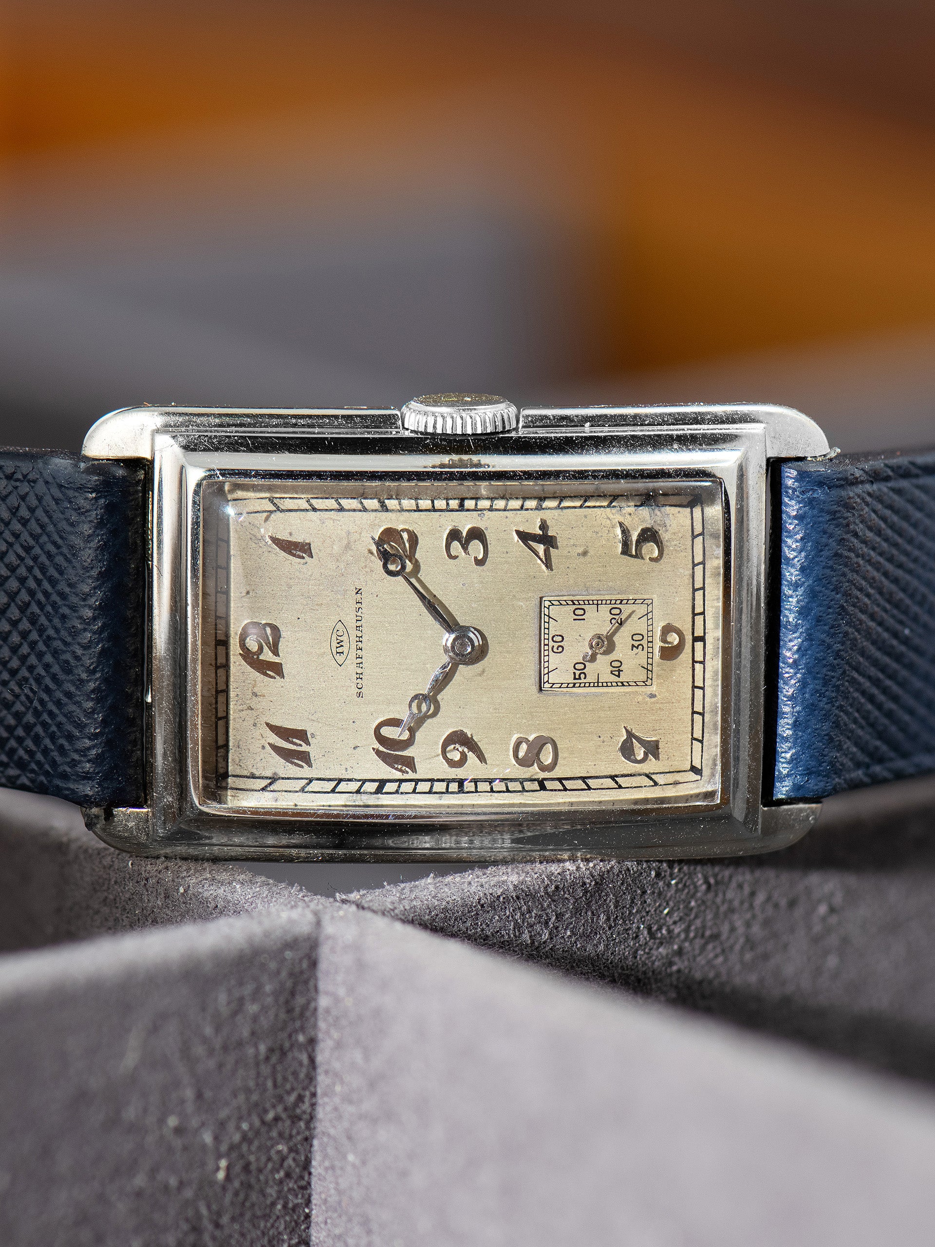 1930s IWC Stepped-Case Rectangular Dress Watch 18K WG 'Cal. 87' W/ Bre