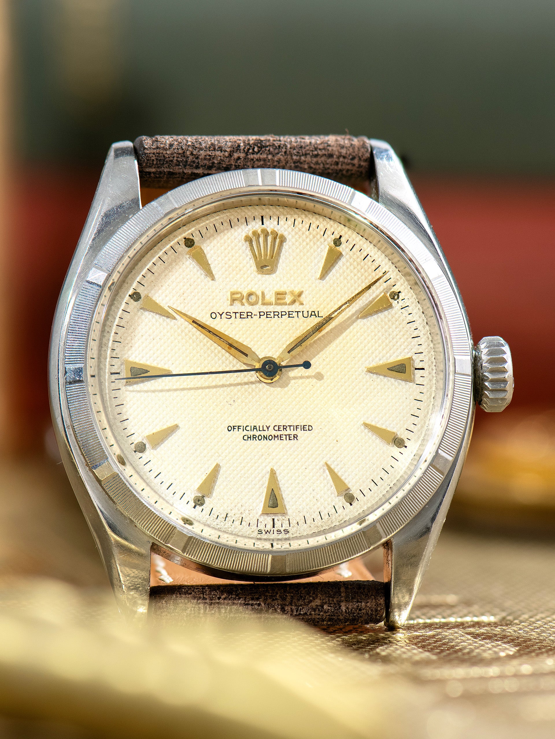 1954 Rolex Oyster-Perpetual (Ref. 6285) White "Honeycomb" Dial