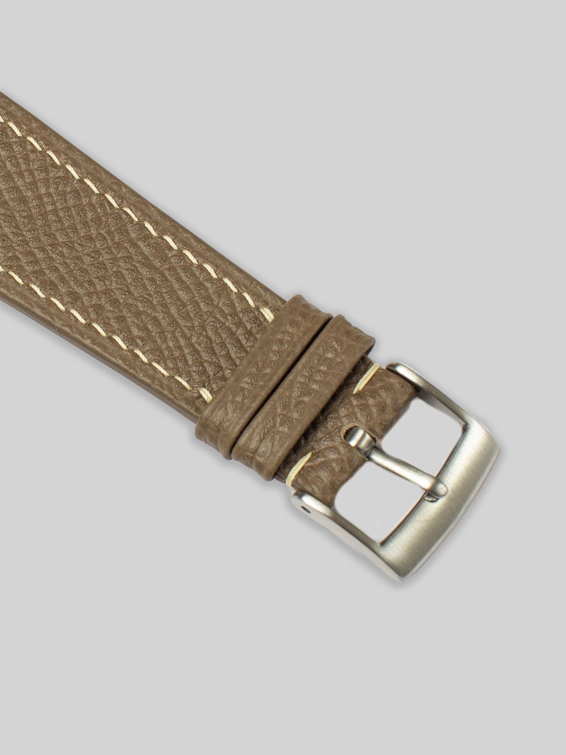 Textured Calfskin Leather Watch Strap - Taupe