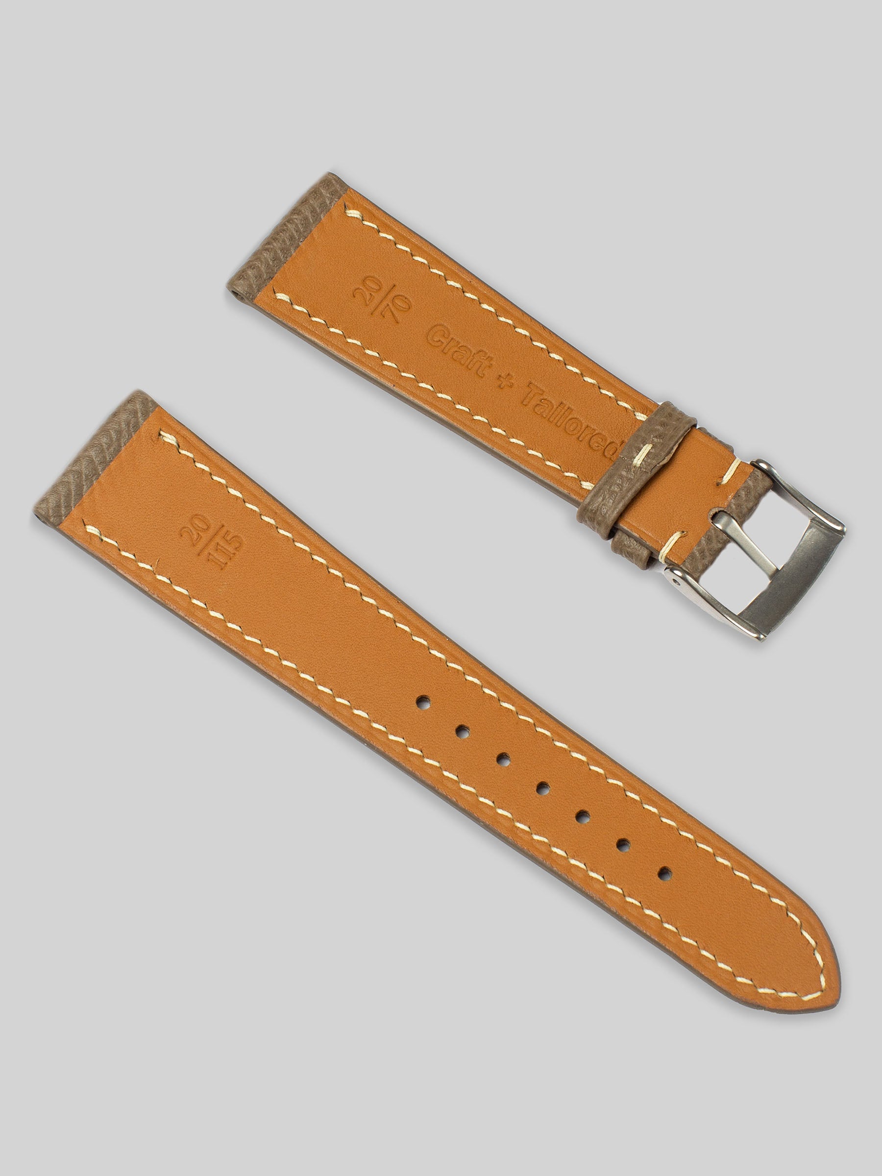 Textured Calfskin Leather Watch Strap - Taupe