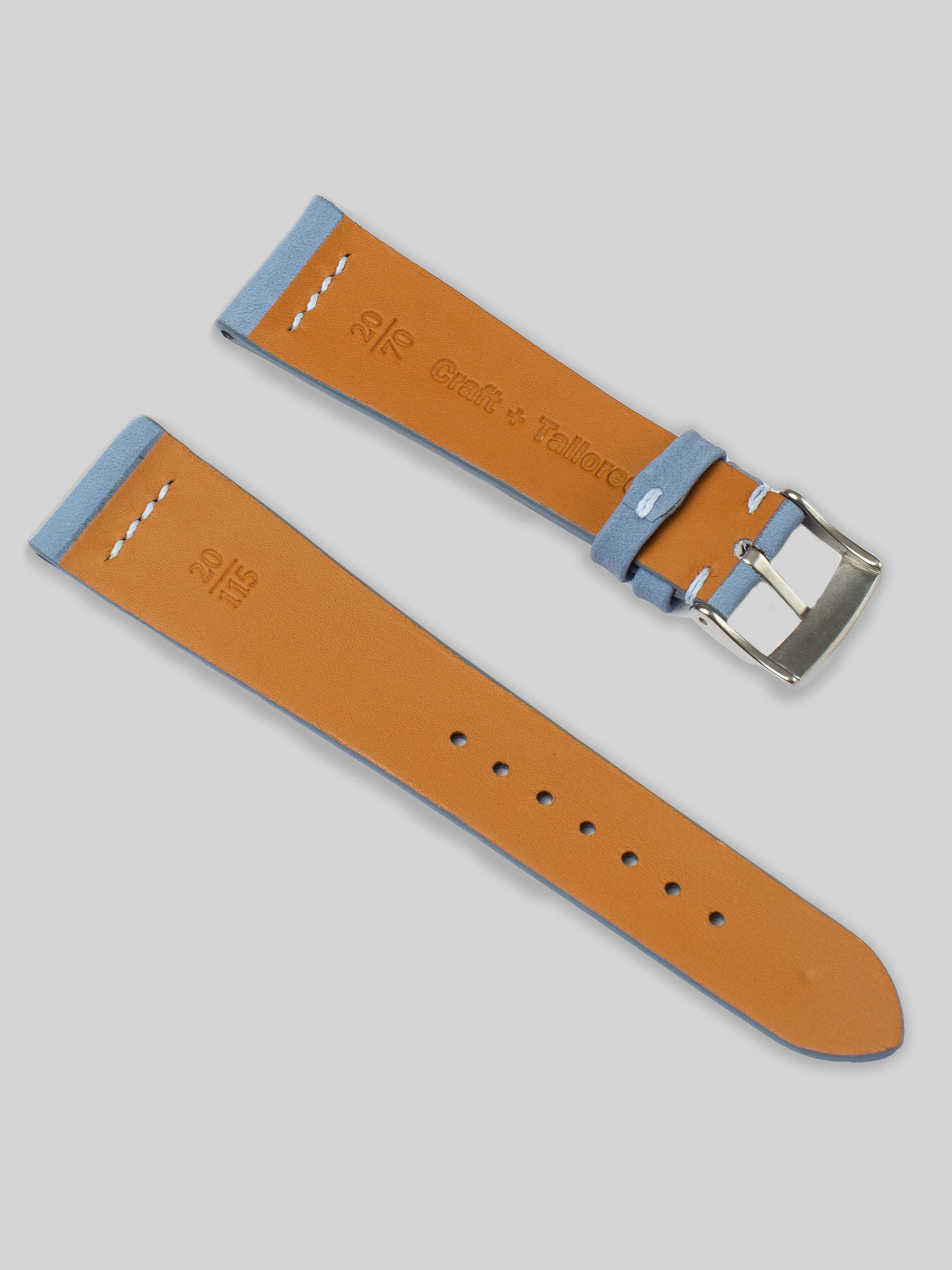 Nubuck Leather Watch Strap - French Blue