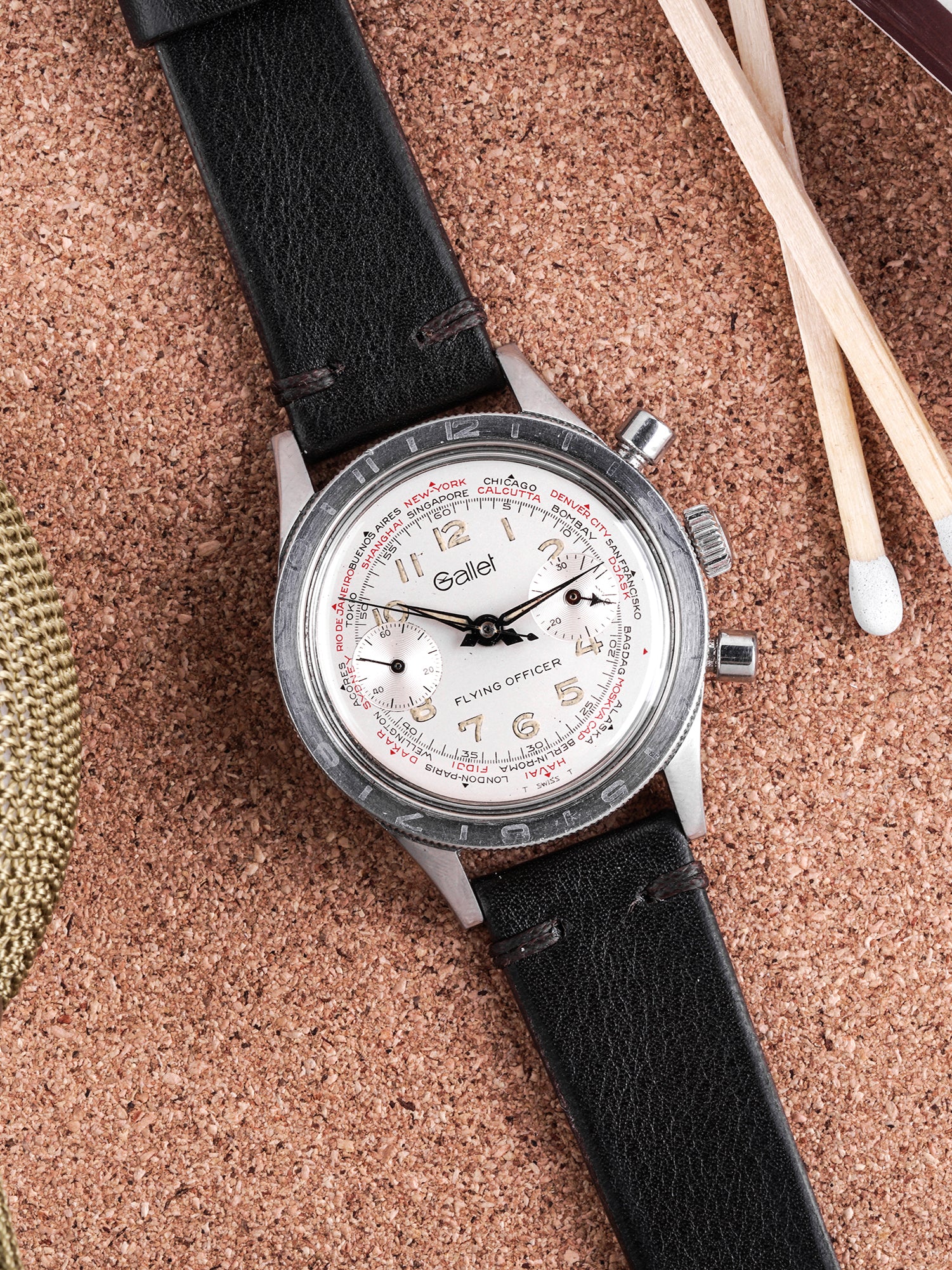 1960s Gallet Flying Officer World Time Chronograph