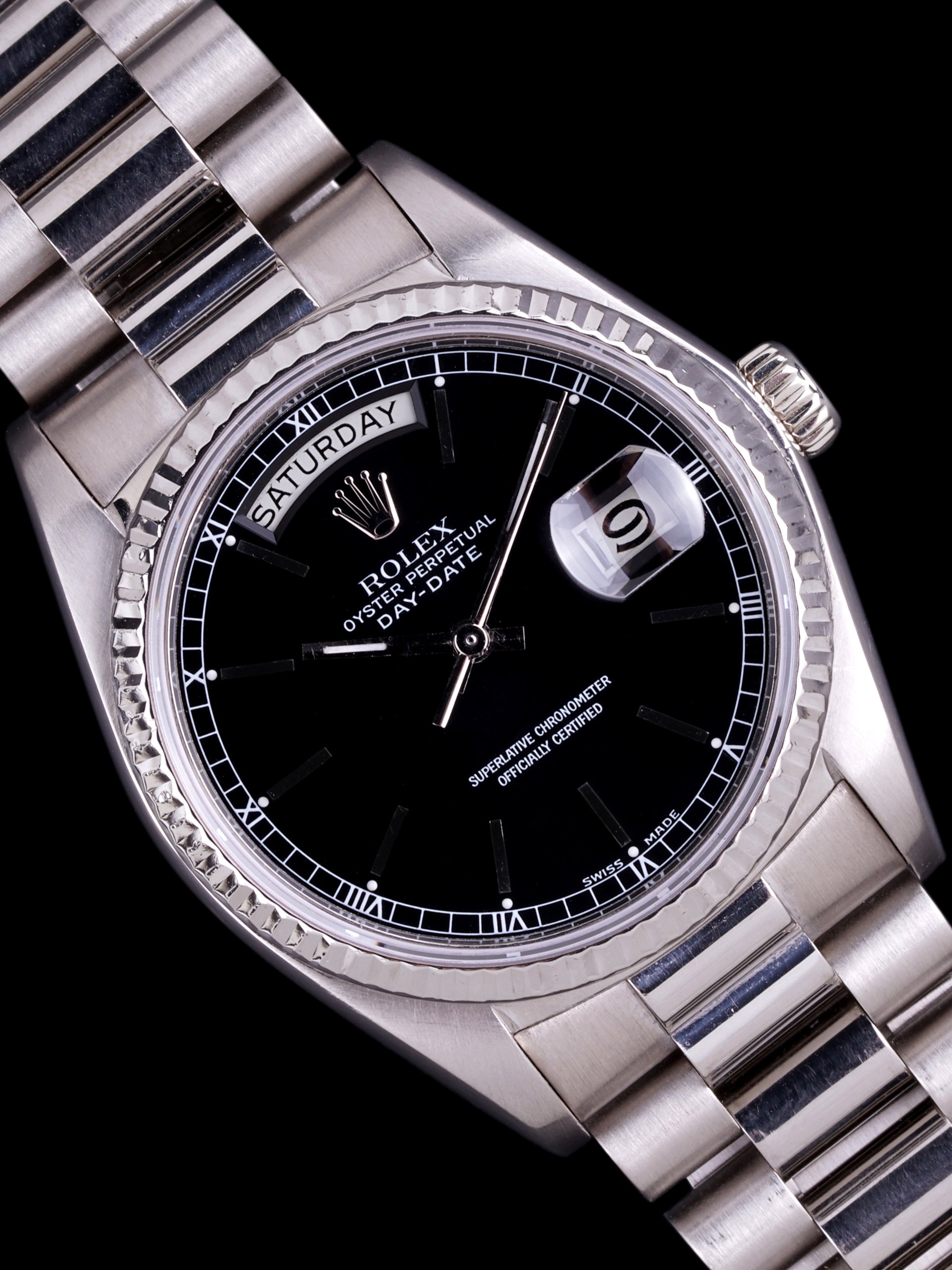 1977 Rolex Day-Date 18k WG (Ref. 18039) Black Service Dial