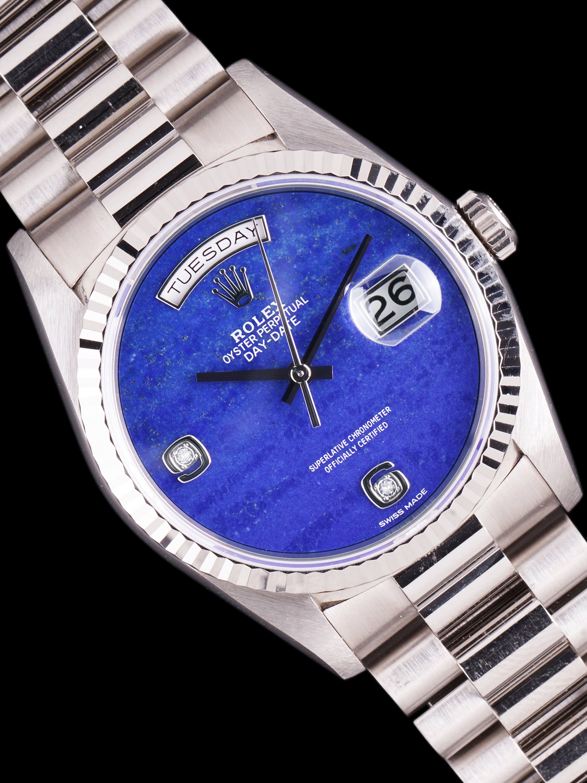 *Unpolished* 1991 Rolex Day-Date (Ref. 18239) 18k WG Lapis Dial W/ Box