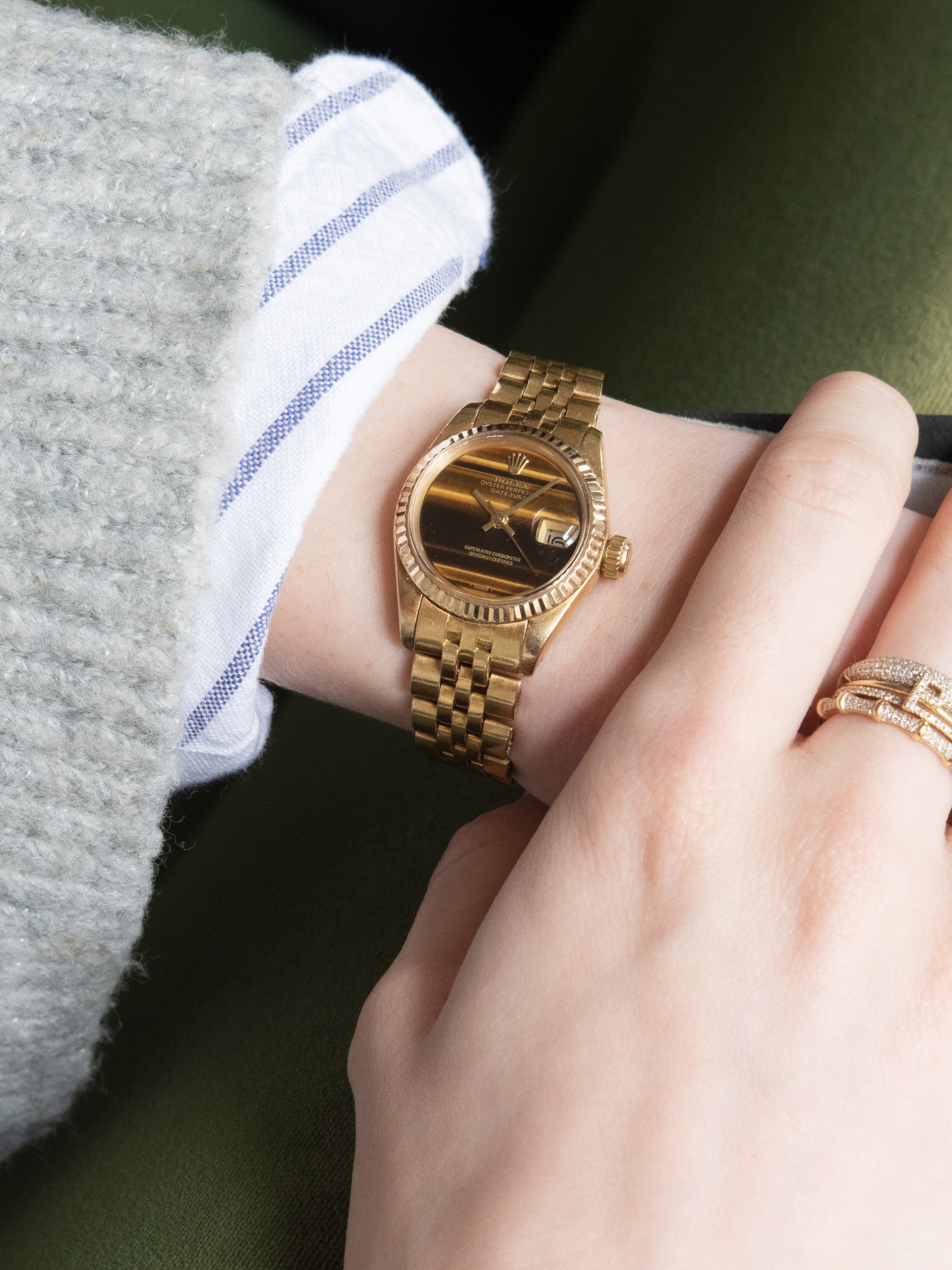 1977 Rolex Ladies Datejust 18K YG (Ref. 6917) Tiger Eye Stone Dial