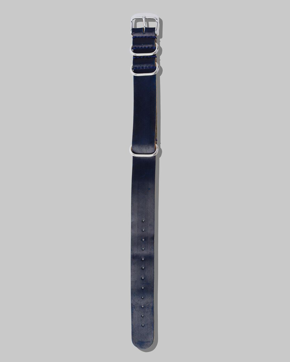 Horween Shell Cordovan NATO Style Watch Strap 20mm (Navy)